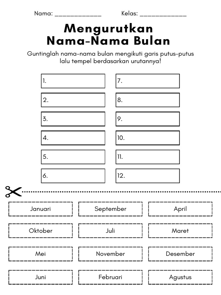 Urutan Nama Bulan Hitam Putih | PDF