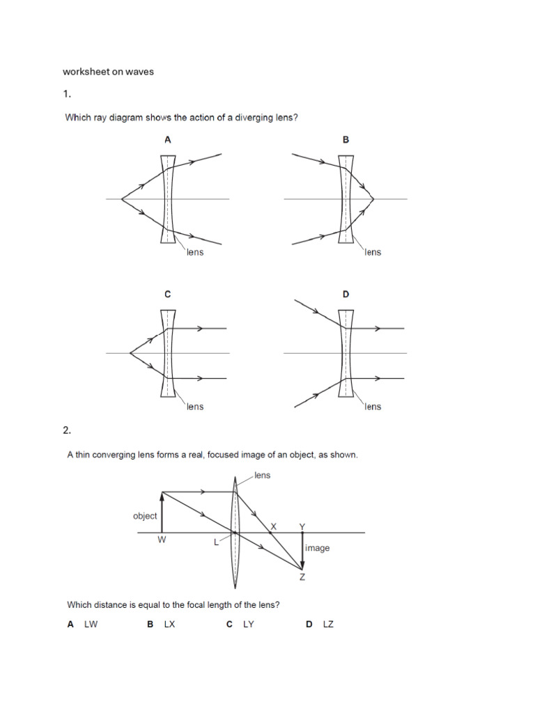 Worksheet On Waves - Grade 10 | PDF