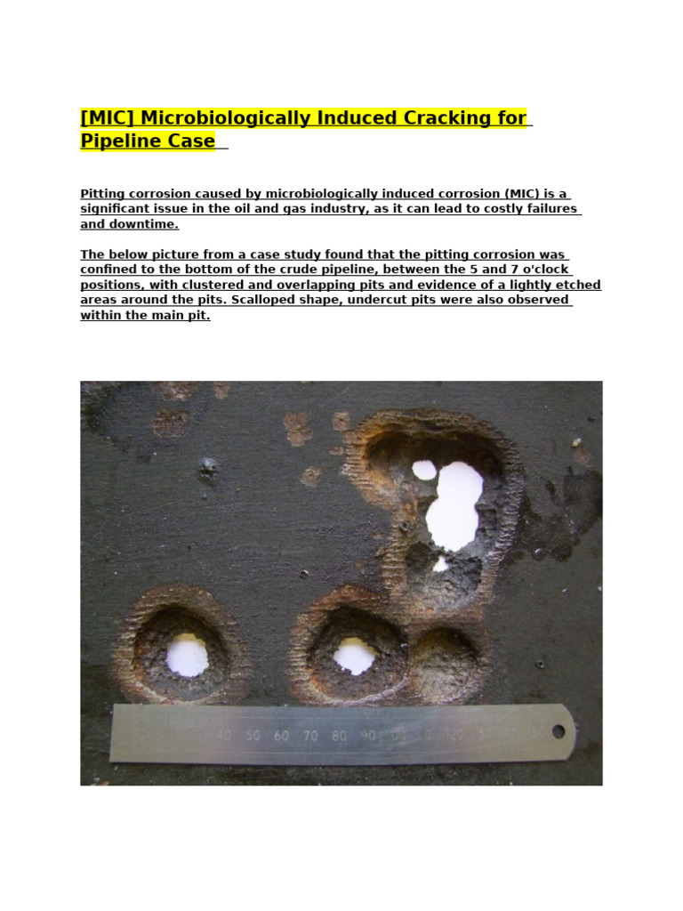 (MIC) Crude Pipeline Case Damage Mechanism | PDF