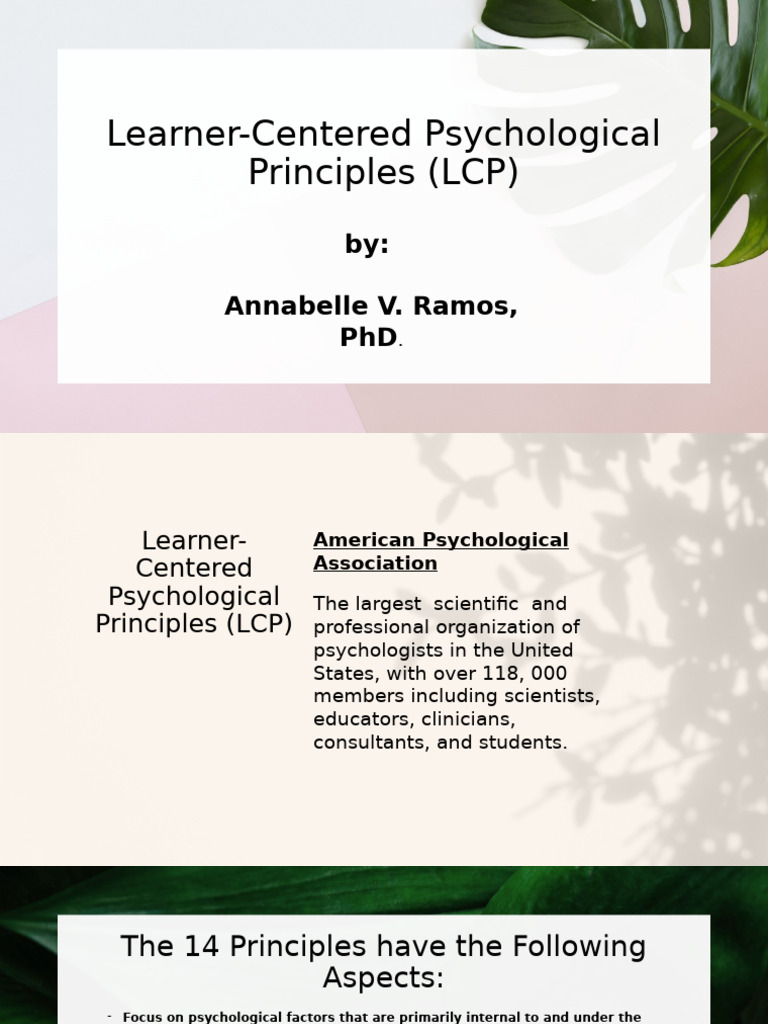 Learner Centered Psychological Principles LCP | PDF | Learning ...