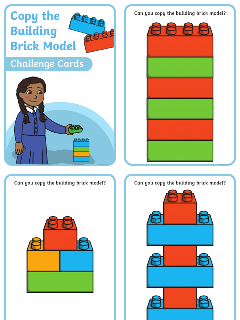Simple Building Bricks Model Challenge Cards | PDF
