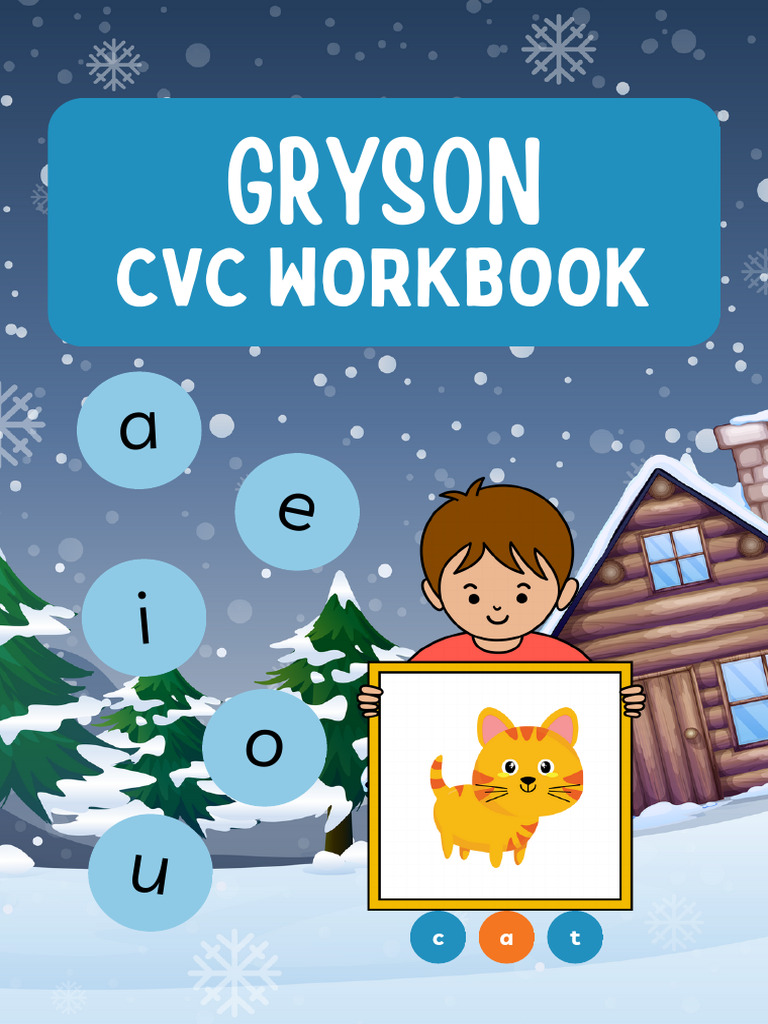 Gryson CVC Workbook in Black and White Illustrative Style | PDF
