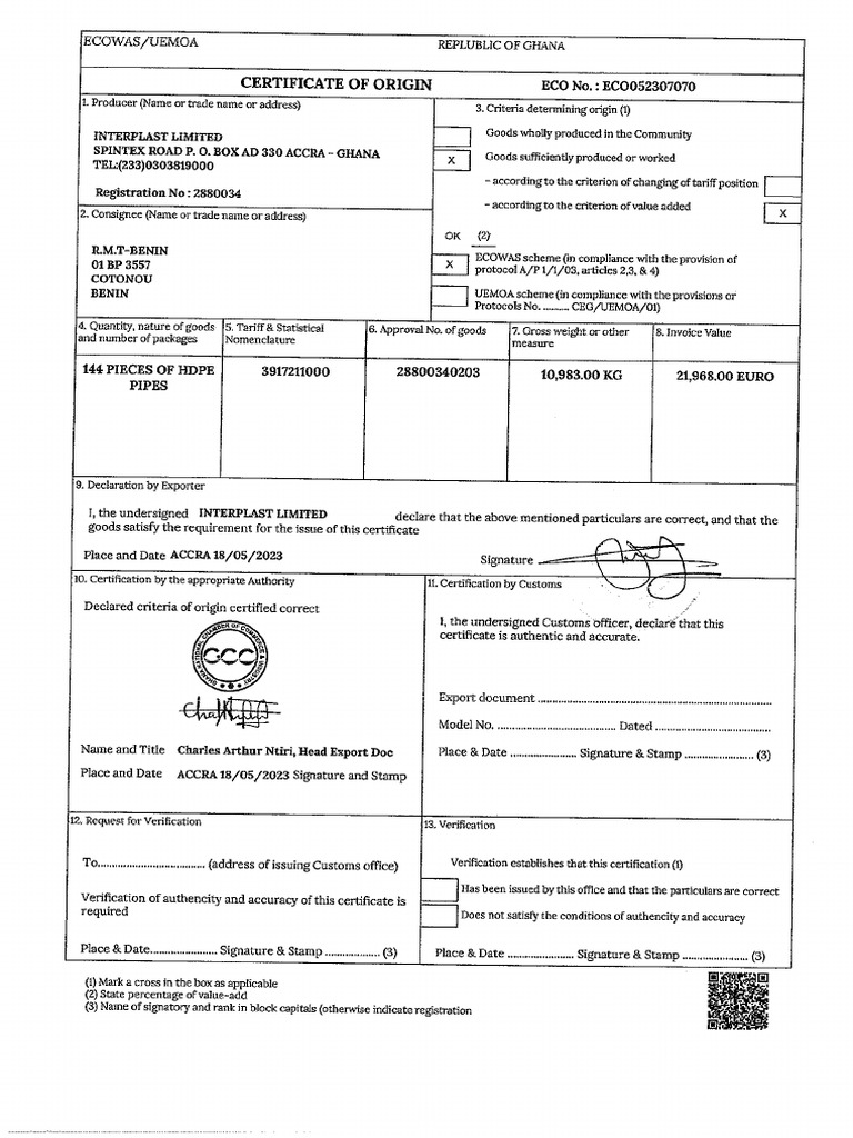 R.M.T Benin - Documents de Livraison | PDF