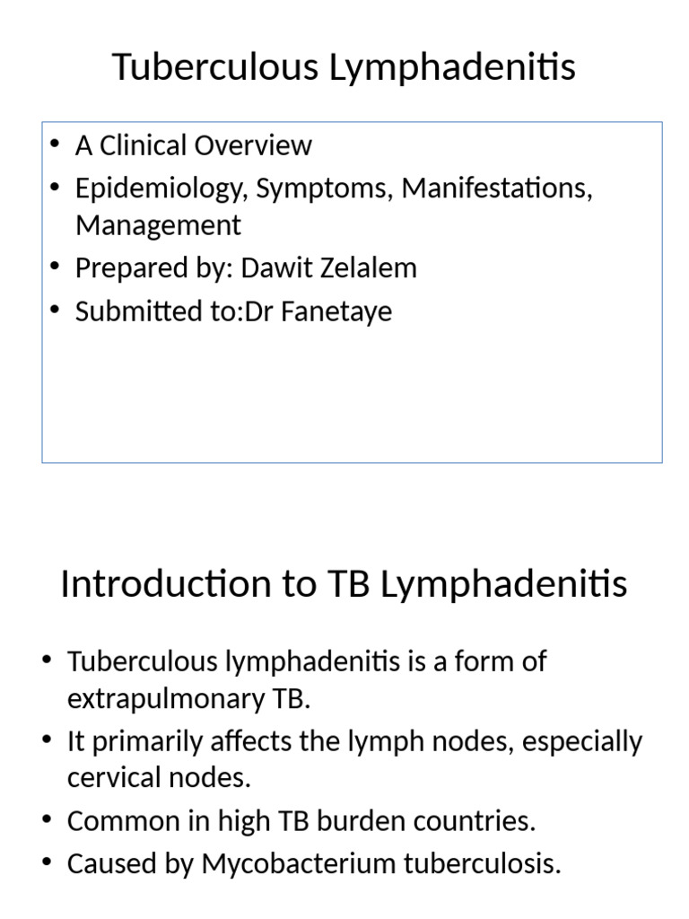TB Lymphadenitis Presentation-1 | PDF | Tuberculosis | Health Sciences