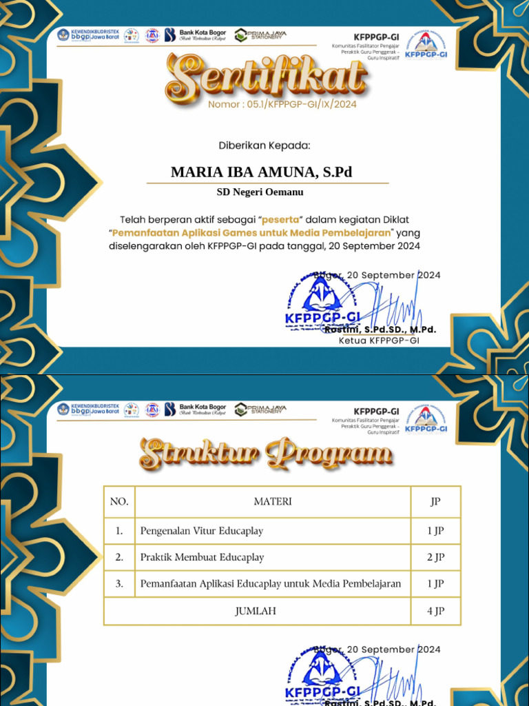 Maria Iba Amuna, S.pd-Certificate 1 | PDF