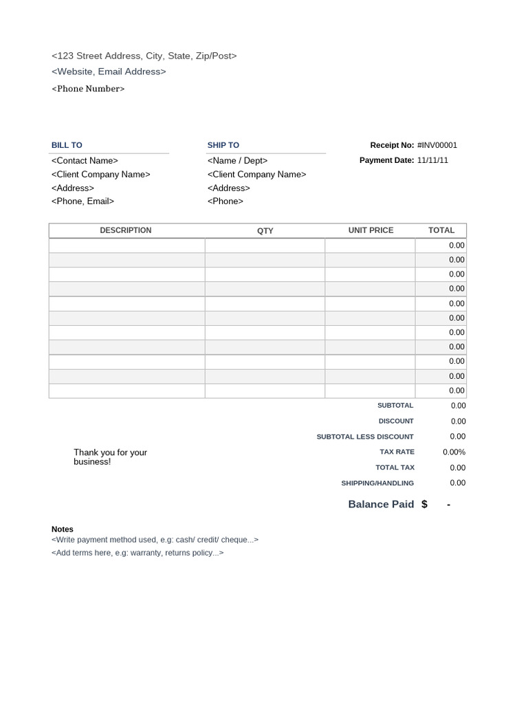 Receipt Template 4 Word | PDF | Receipt | Government Finances