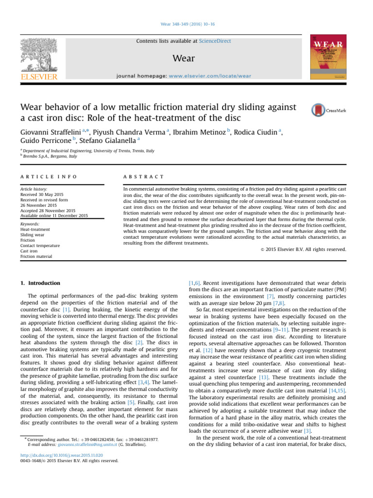 Wear Behavior of A Low Metallic Friction Material Dry Sliding Against A ...