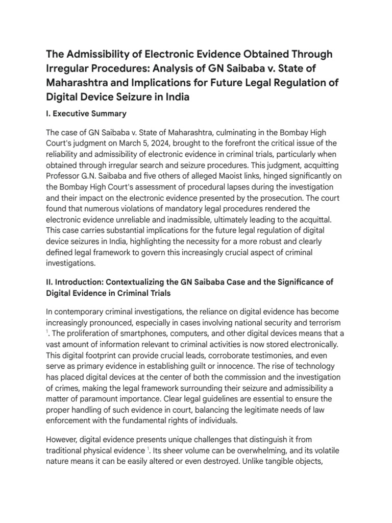 GN Saibaba - Digital Evidence Scrutiny | PDF | Search And Seizure | Privacy