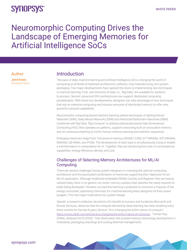 Neuromorphic Computing Emerging Memories Artificial Intelligence Socs | PDF | Computer Memory ...