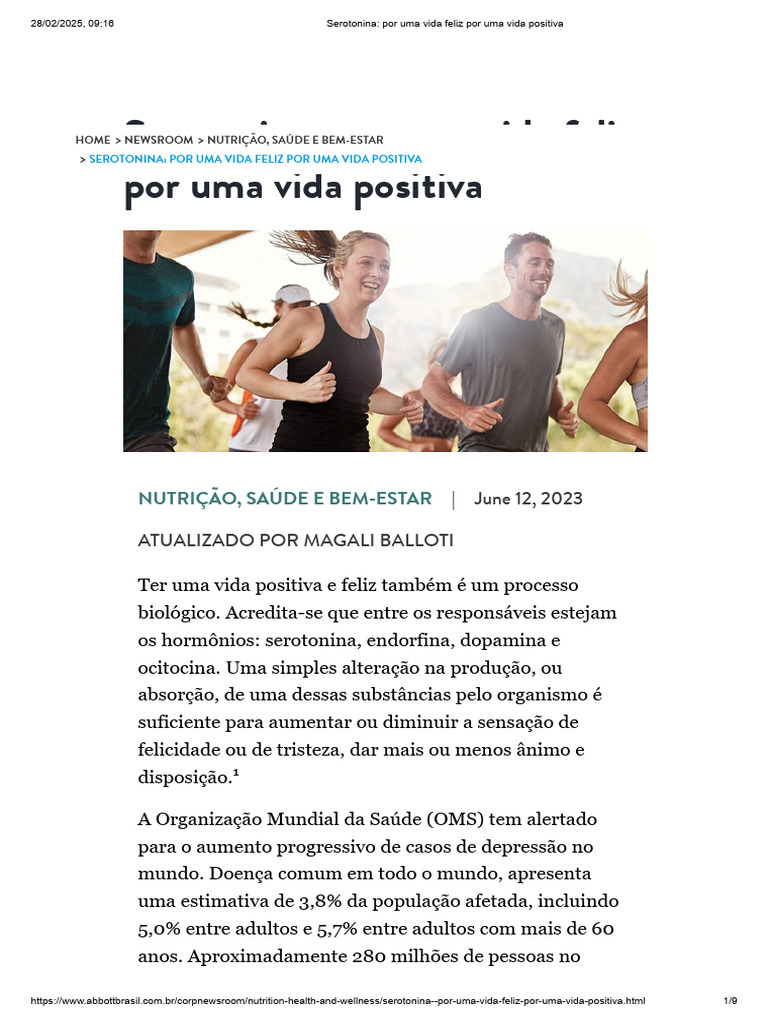 Serotonina - Por Uma Vida Feliz Por Uma Vida Positiva | PDF | Vida ...
