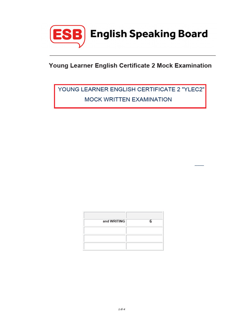 ipOYgpCZ ESB SAMPLE PAPER YLEC2 | PDF | Vocabulary | Learning