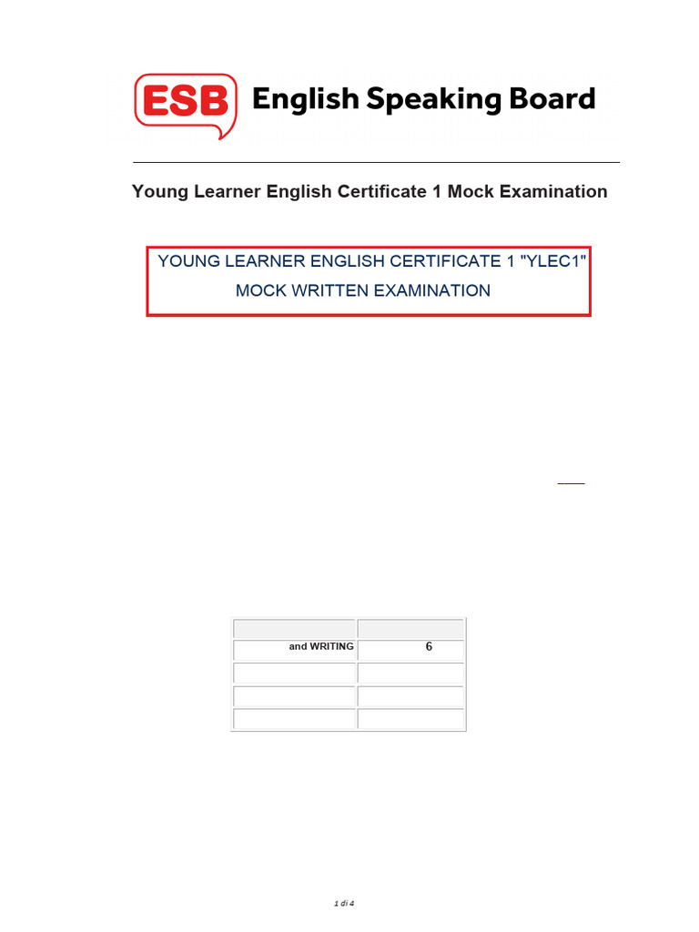 rg5vJ1XQ ESB SAMPLE PAPER YLEC1 | PDF | Vocabulary | Human Communication