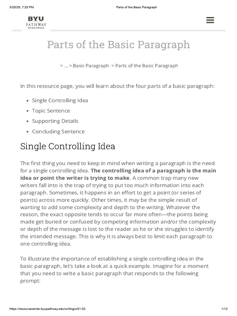 Parts of The Basic Paragraph | PDF | Learning | Experience