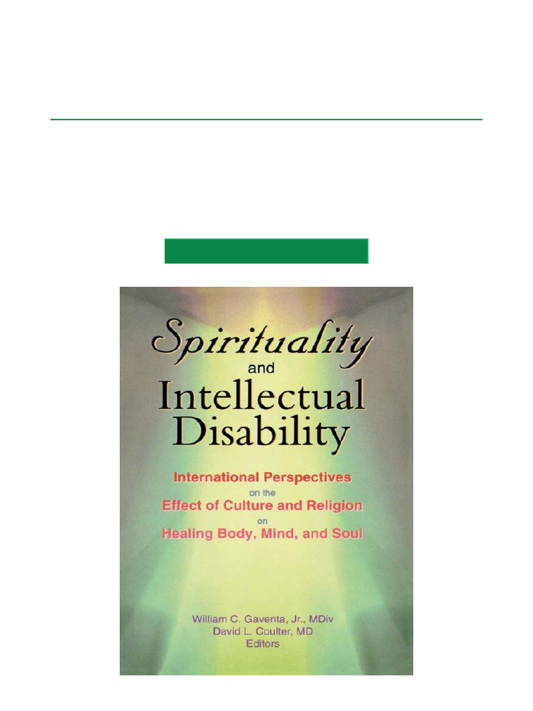 Spirituality and Intellectual Disability International Perspectives On ...
