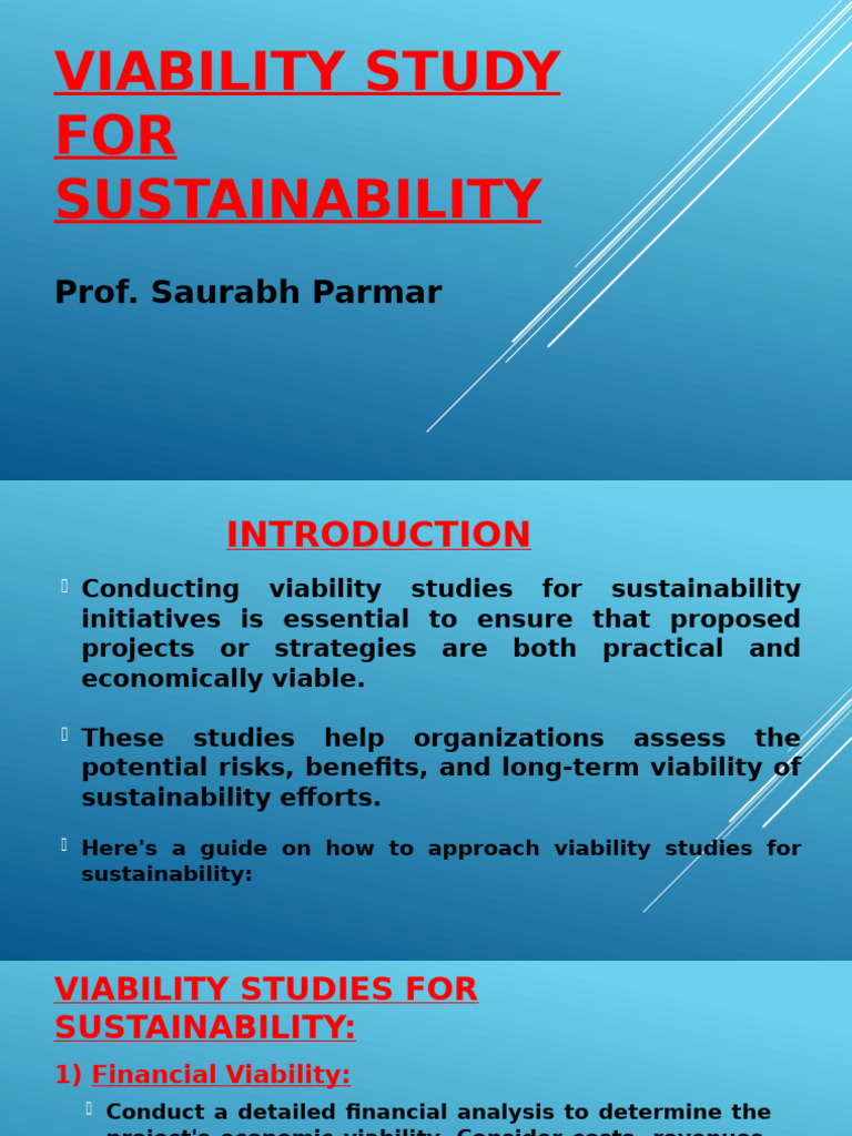Viability Studies for Sustainability | PDF | Sustainability | Cost ...