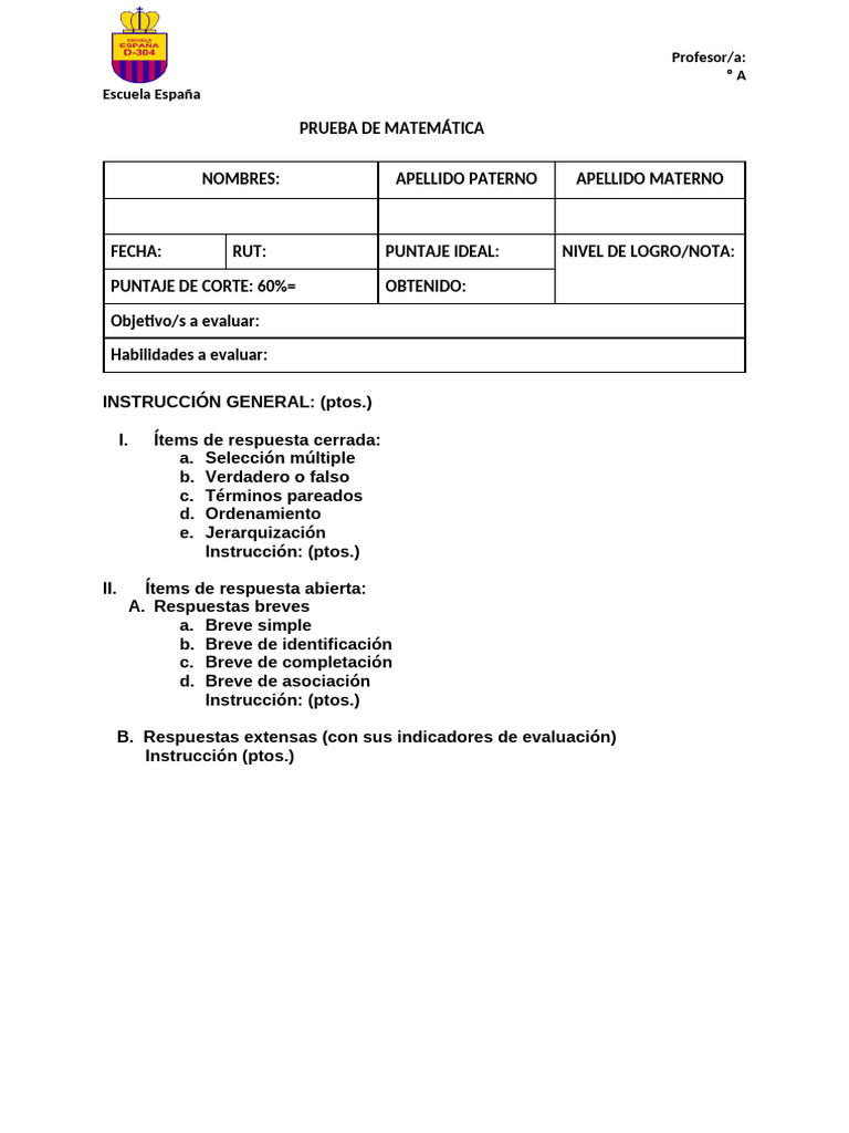 Formato de Prueba | PDF