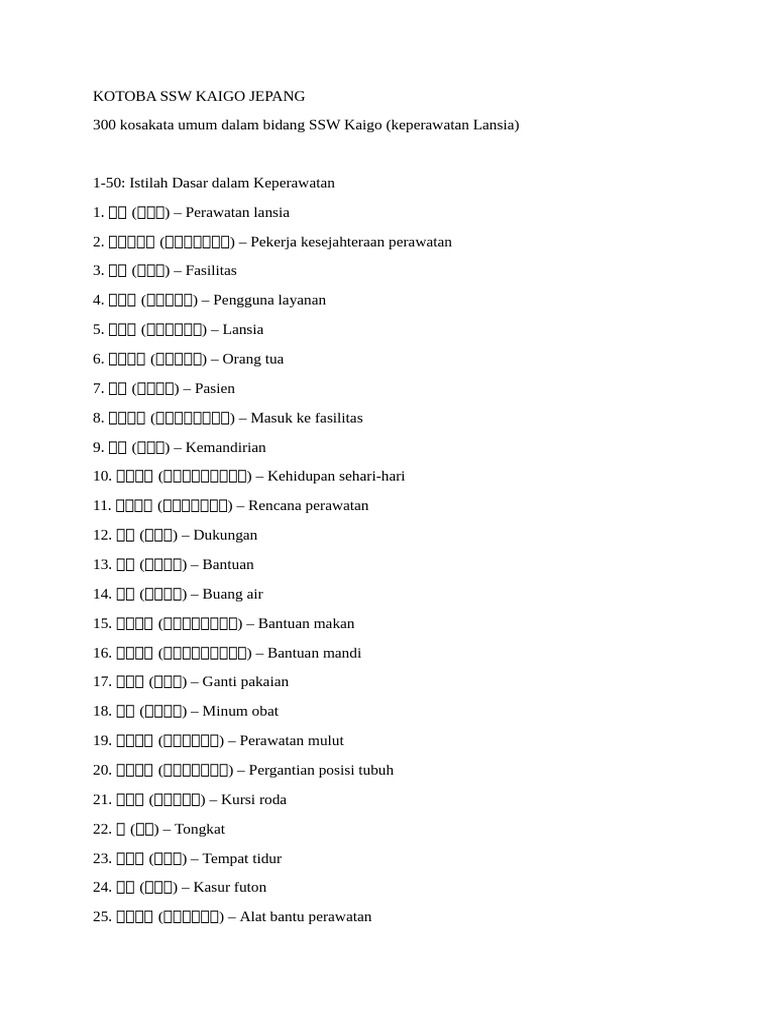 Kotoba SSW KAIGO JEPANG | PDF