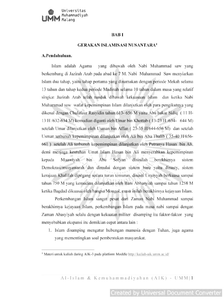 (AIK-III) BAB 01 - GERAKAN ISLAMISASI NUSANTARA | PDF