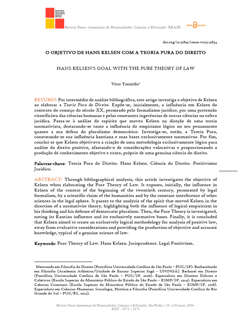 Objetivo de Hans Kelsen Com A Teoria Pura Do Direi - 250306 - 085931 | PDF | Science | Estado