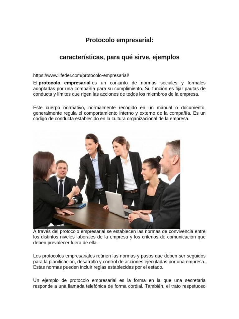 Ejemplos de Protocolo Empresarial | PDF | Business | Comportamiento