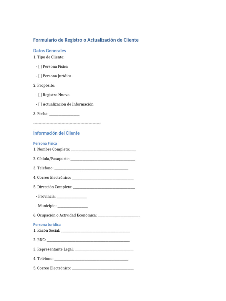 Formulario Cliente | PDF