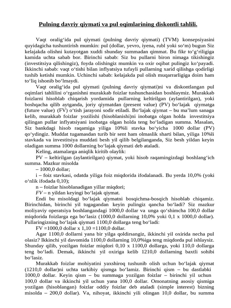 N.Komilov Moliya | PDF