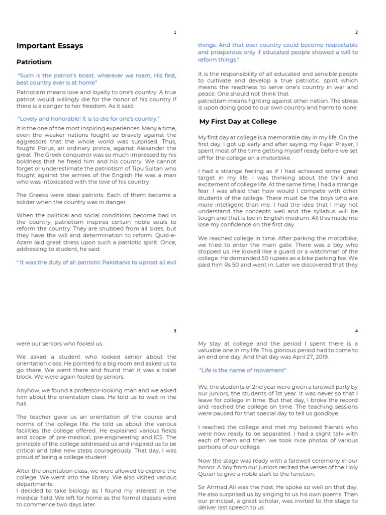 2nd Year Important Essays | PDF | Muhammad Ali Jinnah | Science