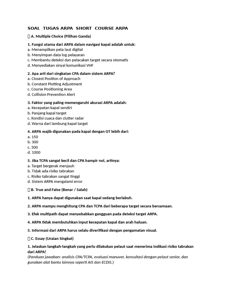Soal Tugas Arpa Short Course Arpa | PDF