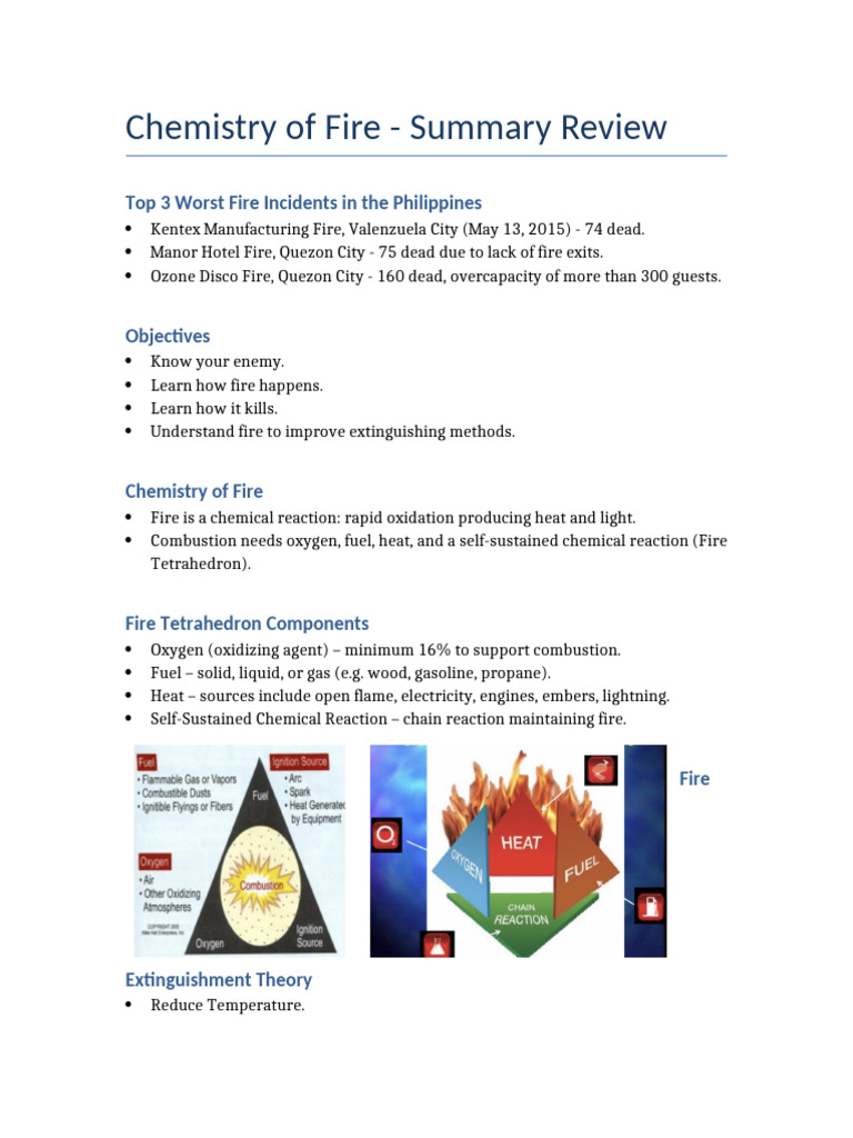 Chemistry of Fire Summary | PDF