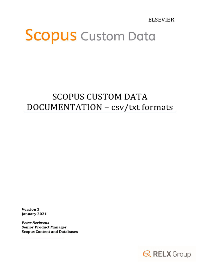Scopus Custom Data Documentation CSV TXT Form | PDF | Comma Separated Values | Metadata