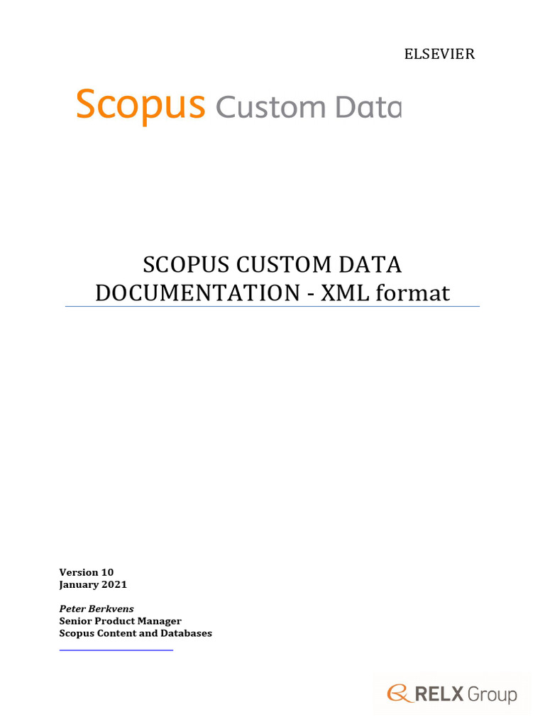 Scopus Custom Data Documentation XML | PDF | Databases | Relational Database