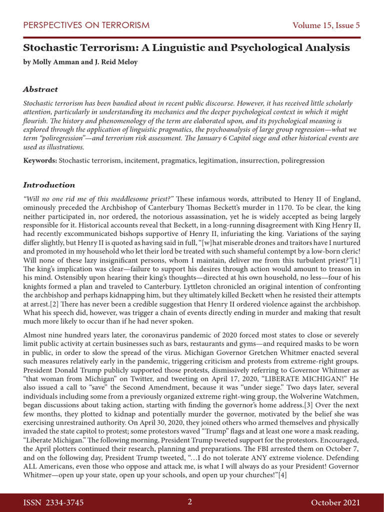 Stochastic Terrorism_A Linguistic and Psychological Analysis | PDF ...