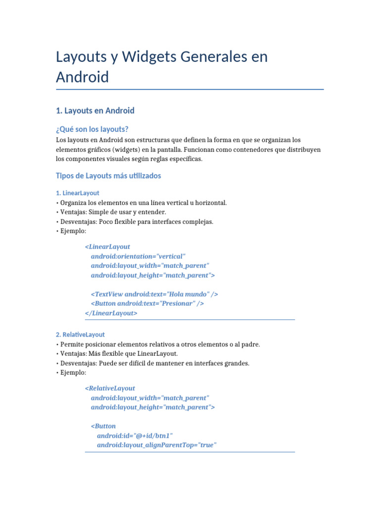 Layouts y Widgets Android | PDF | Android (sistema operativo ...