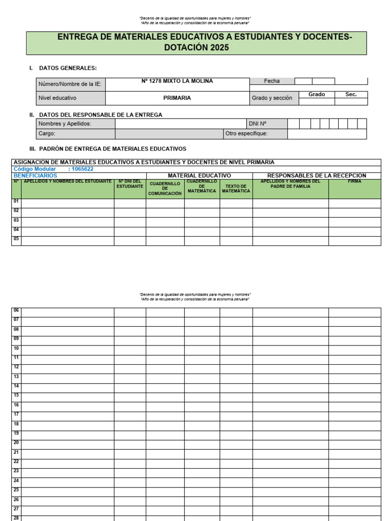 Acta de Entrega de Cuadernos de Trab. | PDF