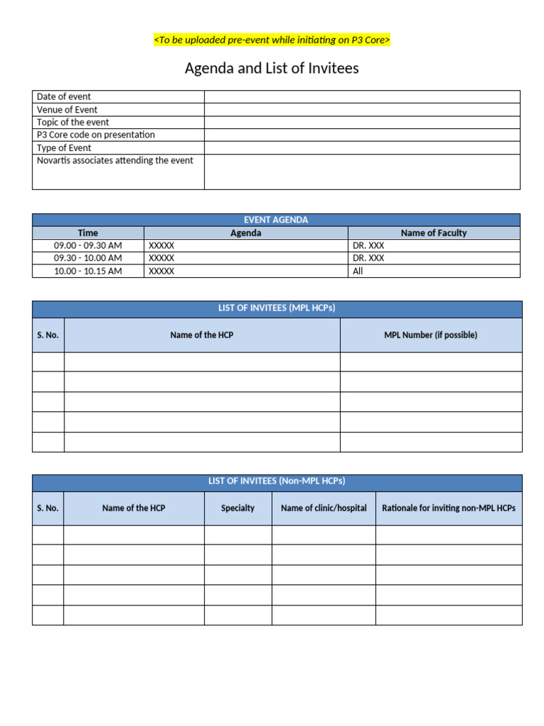 List of Invitee & Attendee List | PDF