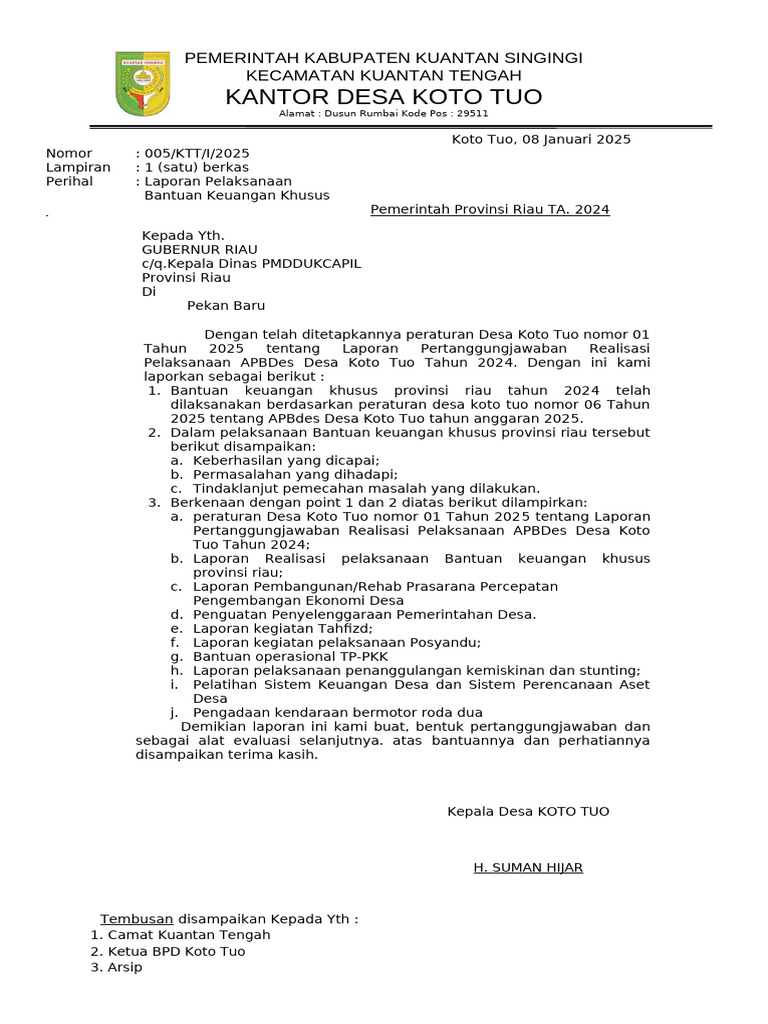 Surat Laporan BKK. 2024 | PDF