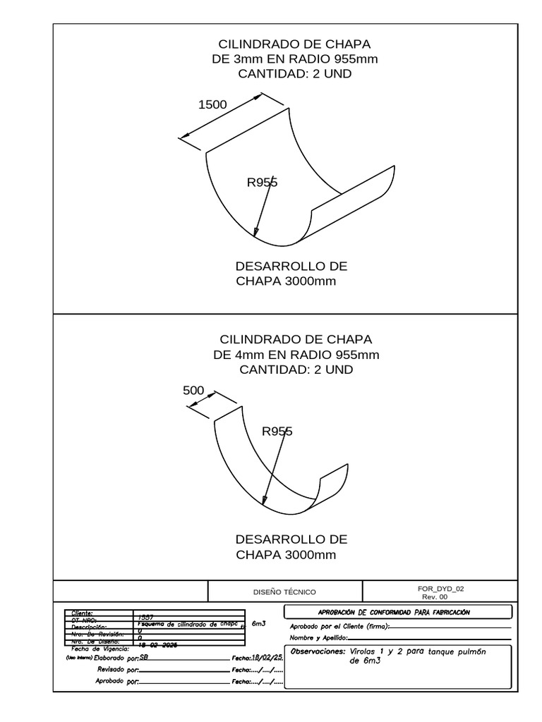 Esquema de cilindrado virolas tanque 6m3[1] | PDF