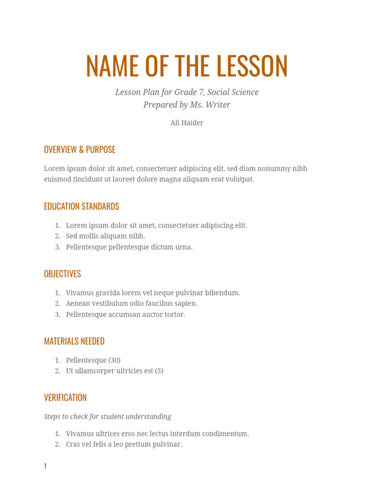 Lesson Plan Template | PDF