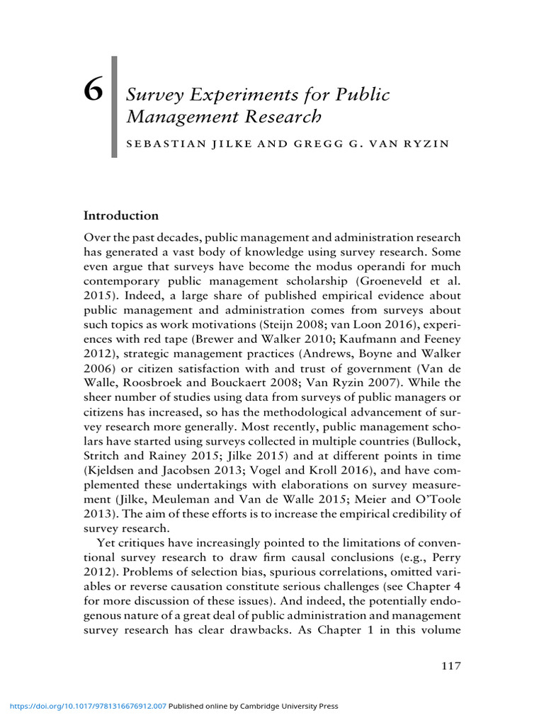 Survey Experiments For Public Management Research | PDF | Survey ...