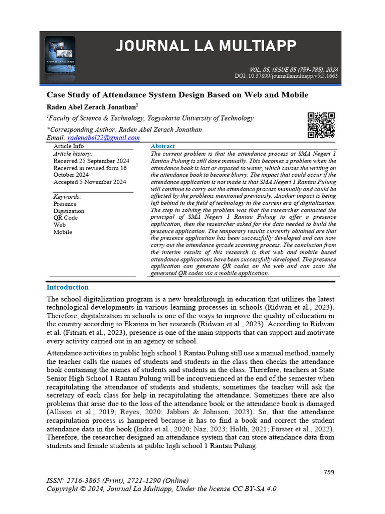Case Study of Attendance System Design Based On We | PDF | Qr Code ...