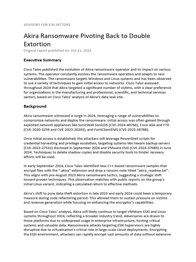 akira-ransomware-pivoting-back-to-double-extortion | PDF | Ransomware ...