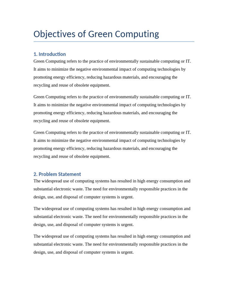 Green Computing 50 Page Report | PDF | Waste Management | Efficient ...