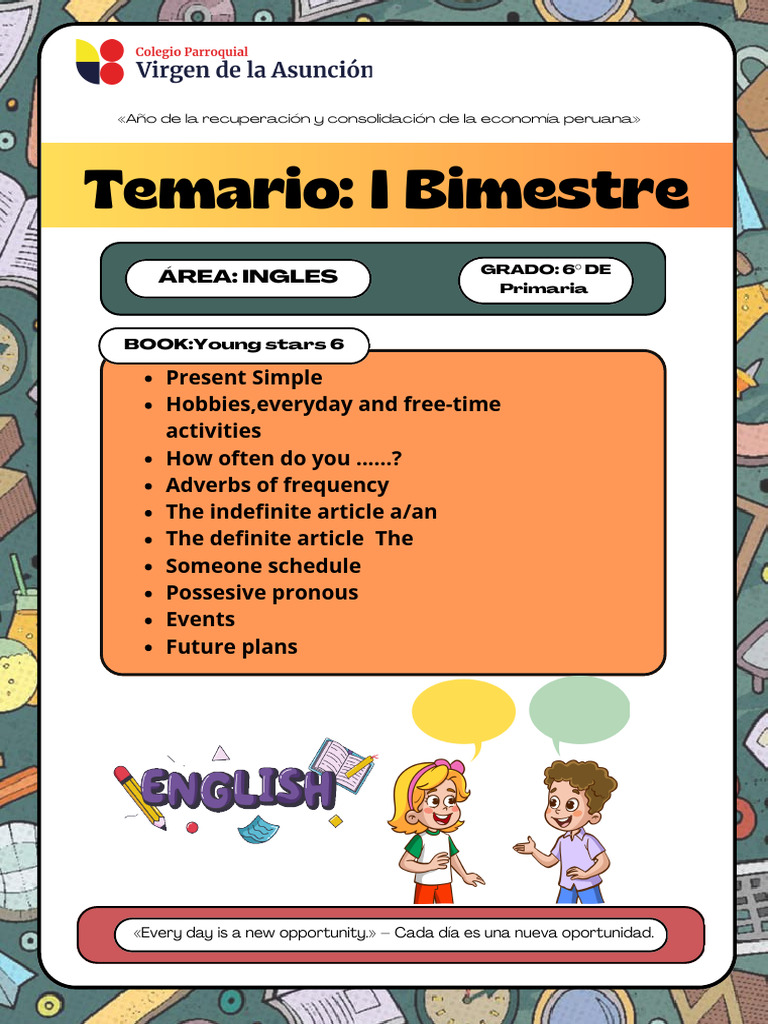 6primaria Temario Ingles | PDF