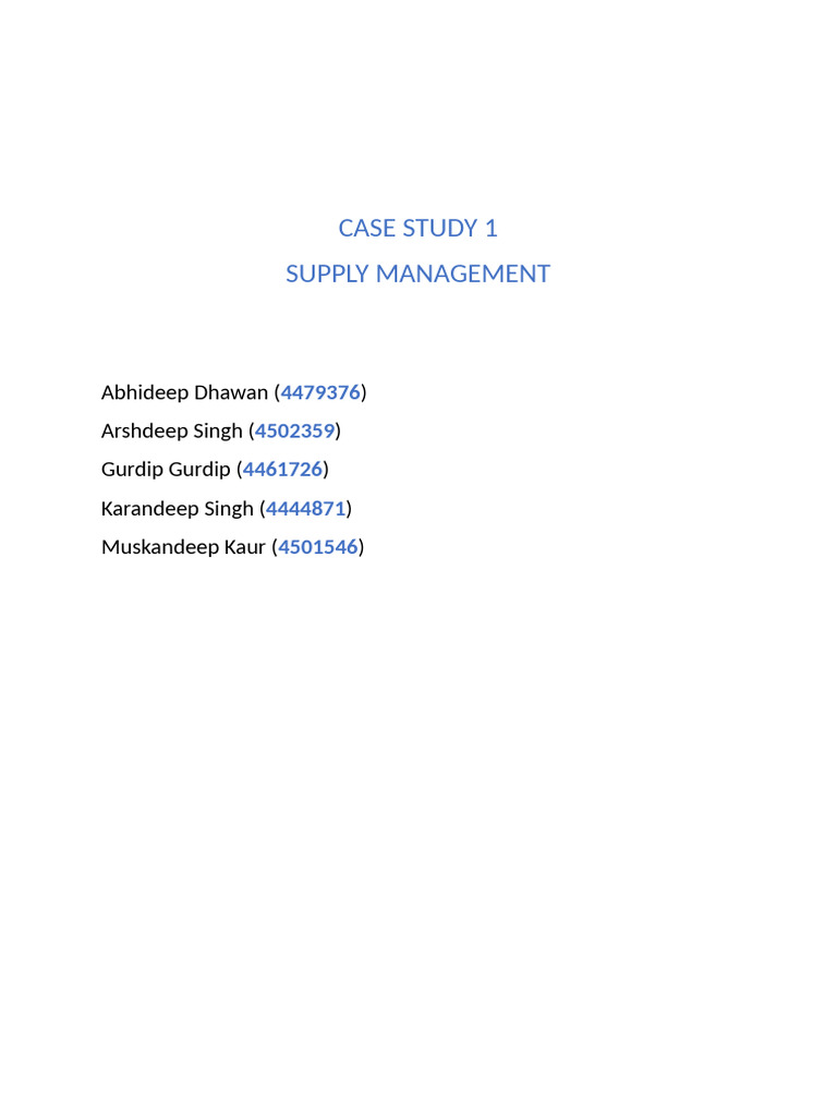 Supply Chain Management Case Study | PDF | Economies | Business
