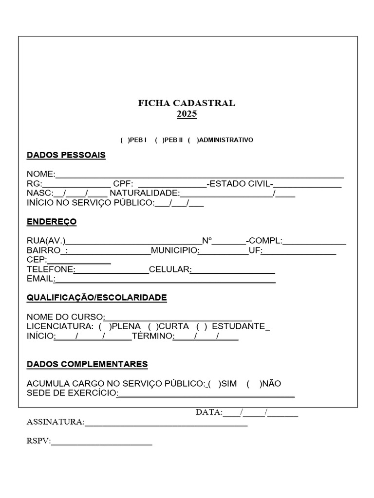 Ficha Cadastral | PDF