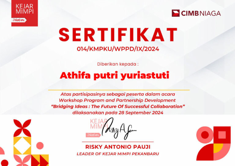 [ Sertifikat Workshop Program & Partnership Development ] Nama | PDF