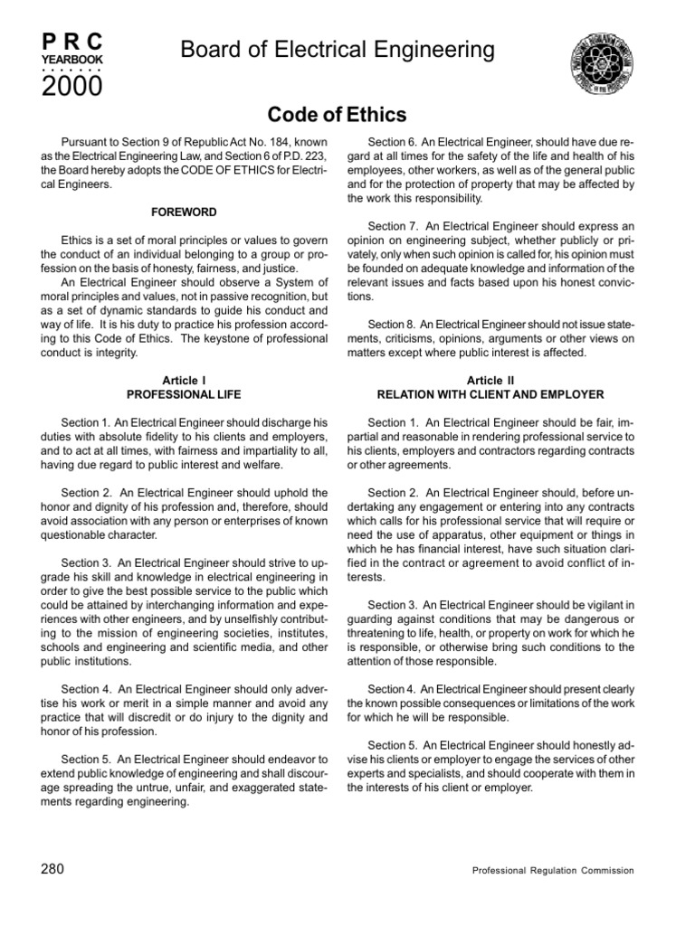 Electrical Engineering Code of Ethics | PDF | Engineering | Electricity