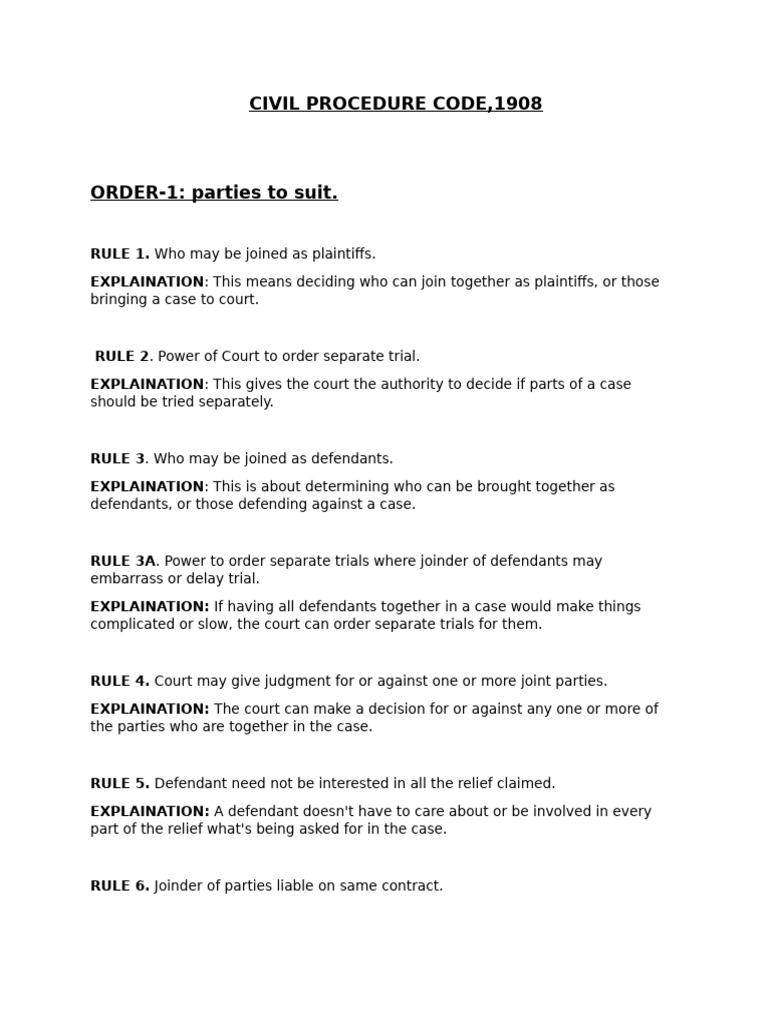 Cpc Orders Rules & Its Explainations | PDF | Lawsuit | Legal Remedy