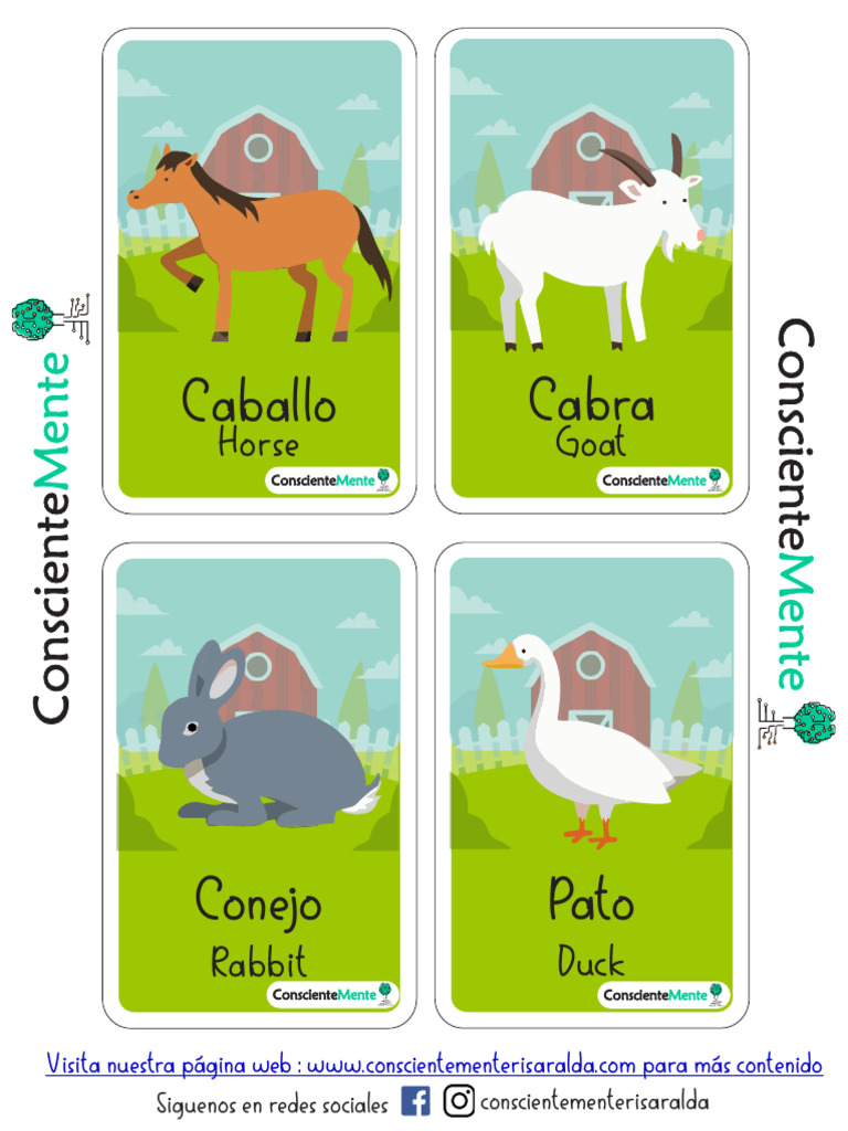 Flash Cards Animales de La Granja | PDF