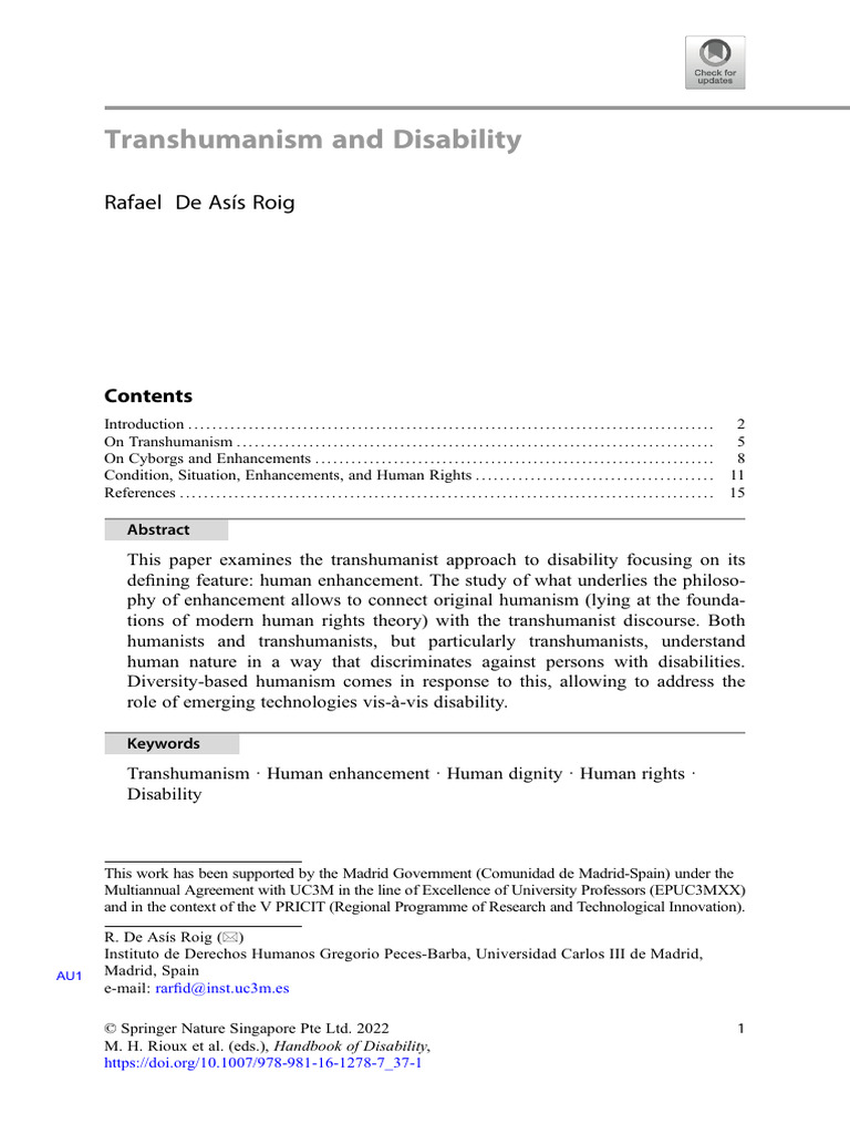 Transhumanism and Disability | PDF | Transhumanism | Cyborg